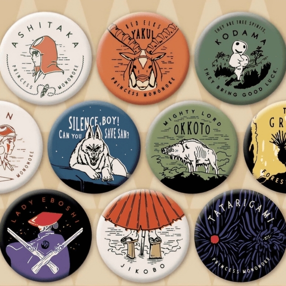 studio ghibli | Other | Studio Ghibli Princess Mononoke Milk Cap Button ...